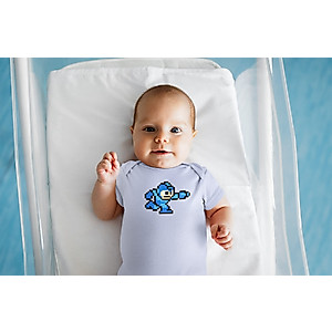 Pop Threads Mega Man 8 Bit Running Baby Bodysuit Boy Megaman Video Game Girl Infant Gifts Light Blue 6M
