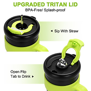 40oz Insulated Tumbler with Lid and Straw, Stainless Steel Thermal Water Bottle Cups with Handle, Leak-proof Travel Coffee Mug for Hot and Cold Beverages (Black)