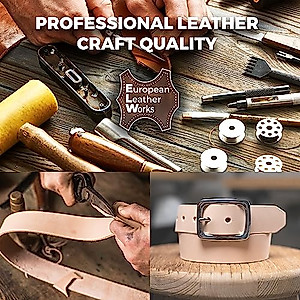 ELW Leather Blank Belt | 3-4 Oz. (1.2-1.6mm) Thickness | Size: 1-1/4"x40" (3.175x101cm) Cowhide Vegetable Tanned | Full Grain Strip, Strap | Ideal for DIY Belts for Tooling, Crafting & Stamping