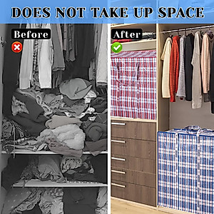 NDSWKR 6 Pack 158L Checkered Moving Bag, Heavy Duty Storage Totes with Zipper and Handle, Extra Large Laundry Bag for Clothes Bedding Comforter Blanket Organizer Dorm