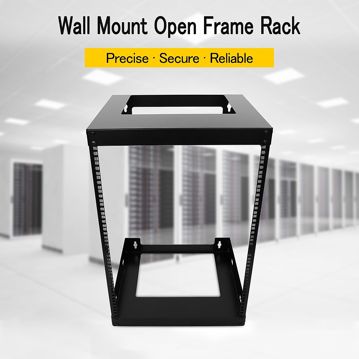 Raising Electronics 15U Wall Mount Open Frame 19 Inch Server Equipment Rack Threaded 15 Inch depth Black (15U)