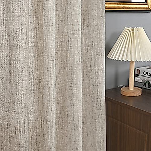 YoungsTex Natural Linen Curtains 63 Inch Length 2 Panels Burlap Linen Textured Curtains with Bronze Grommet Privacy Light Filtering Window Drapes for Living Room, 52 X 63 Inch