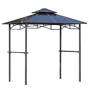 Outsunny 8' x 5' Barbecue Grill Gazebo Tent, Outdoor BBQ Canopy with Side Shelves, and Double Layer PC Roof, Brown