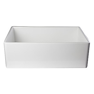ALFI brand AB510 30-Inch Contemporary Smooth Fireclay Farmhouse Kitchen Sink, White