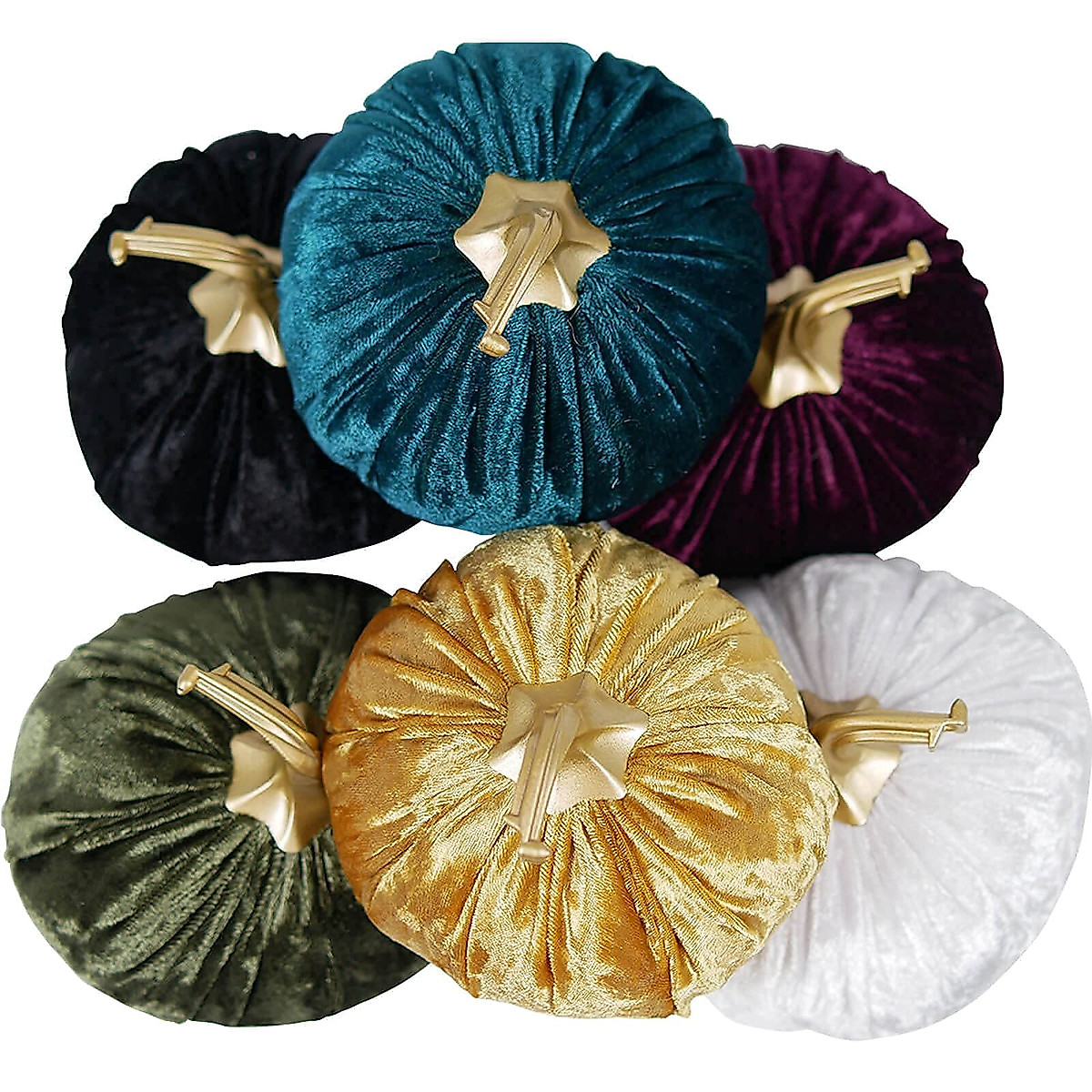 Orgrimmar 6PCS Velvet Stuffed Pumpkins Fabric Artificial Pumpkins for Home Garden Fall Decoration, Fall Harvest, Thanksgiving, Halloween Decor