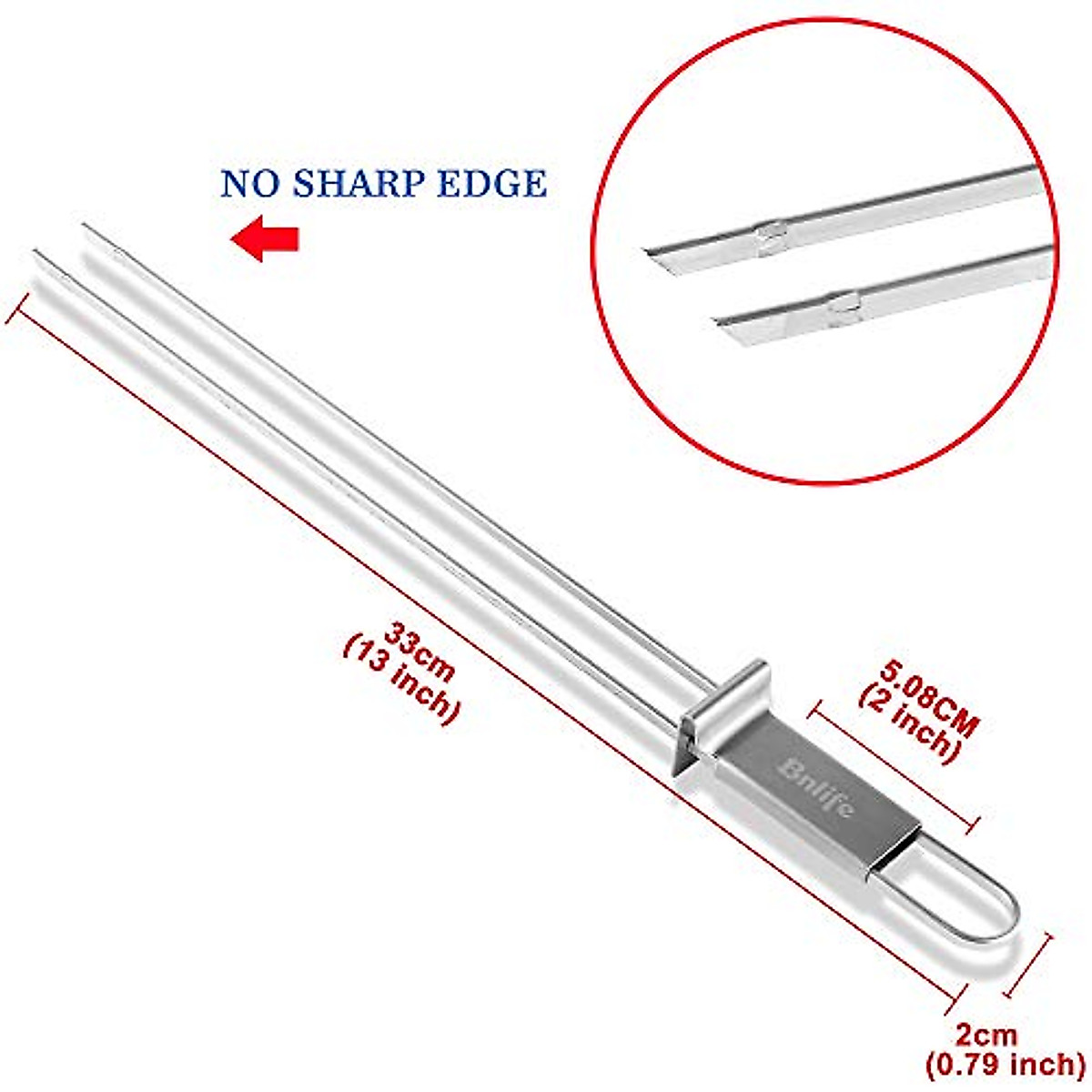 Bnlife Barbecue Skewers Stainless Steel for Grill Outings Cooking Tools，8-Pack set 13" BBQ Shish Kabob Skewer Sticks