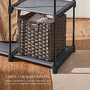 SONGMICS Freestanding Closet Organizer, 44-Inch Clothes Rack with 2 Hanging Rods, Portable Wardrobe Clothes Organizer with 4 Storage Shelves, Gray URYG024G02