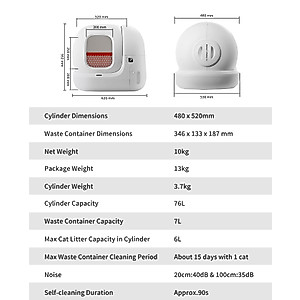PETKIT PuraMax Self Cleaning Cat Litter Box, Automatic Cat Litter Box with Litter Mat, App Control 76L Large Space Cat Litter Box Includes Trash Bags, 2.4GHz WiFi