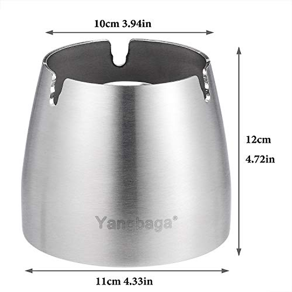 Yangbaga XL Ashtray with Lid for Cigarettes，Windproof/Rainproof Stainless Steel Smokeless Odorless Ash tray for Home Unbreakable Modern Ashtray for Indoor or Outdoor Use,Silver (X-Large)