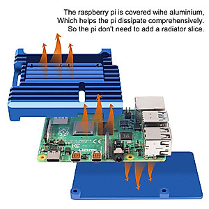 Dorhea for Raspberry Pi 4 B Metal Case, Armor Case with Dual Cooling Fan Aluminium Armour - Heatsink Case for Raspberry Pi 4, Radiation and Rust Protection for Raspberry Pi 4 B (Blue)