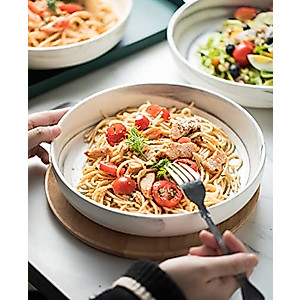 LYEOBOH Porcelain Serving Bowls, Salad Pasta Bowls for Kitchen, Stackable Bowl Set of 2 for Entertaining Thanksgiving Christmas, Ceramic Dinner Bowl, 10 inch, Gray