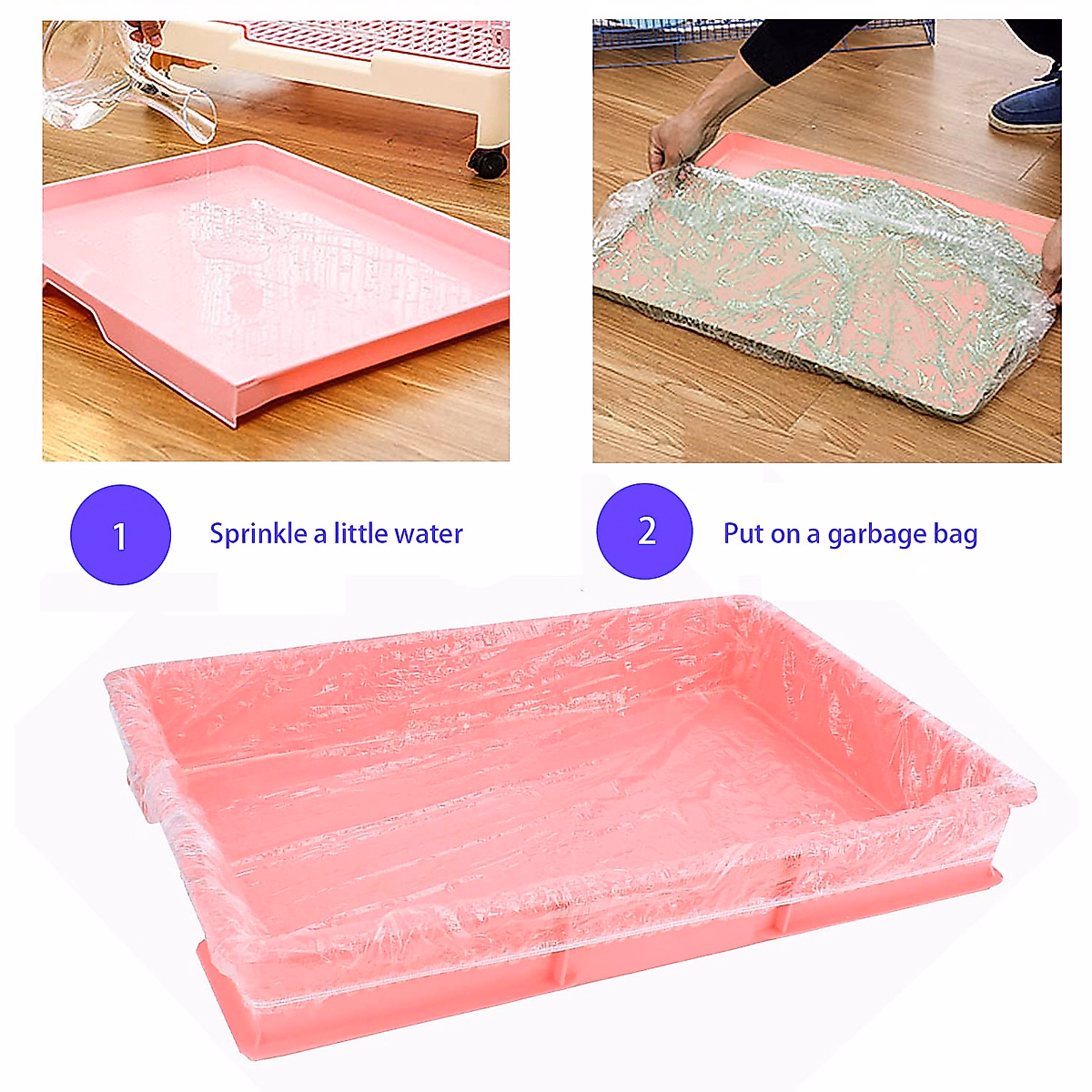 PFTIJVN 100 Pcs Disposable Rabbit Cage Liners,Guinea Pig Cage Liner Bag Leak Proof Clear Plastic Small Animals Cage Liners Bedding Litter Pan Bags for Bunny Hamster Hedgehog