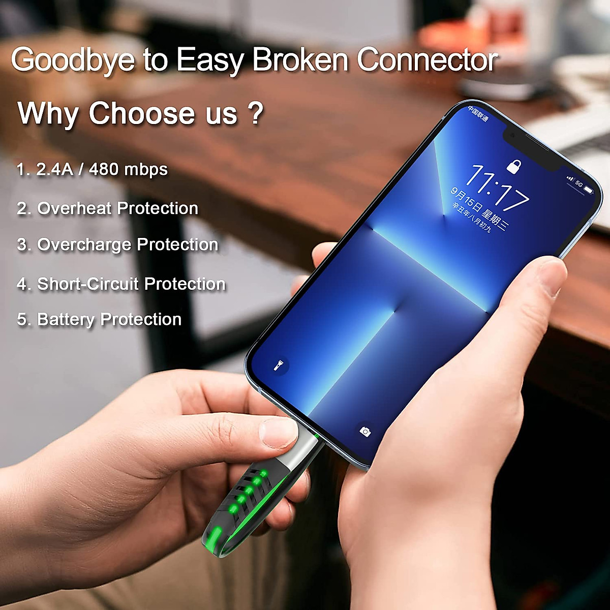 LED [Apple MFi Certified] iPhone Charger, Led Breathing Light Lightning Cable Fast Charging Cord for iPhone 14 Pro Max13/12/11 Pro Max/Mini/XS MAX/XR/XS/X/8/7/Plus iPad AirPods 6ft,RGB