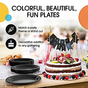 Exquisite Black Plastic Plates For Party 7" Black Disposable Plates For Party Supplies 100 Pcs Disposable Dinner Plate Heavy Duty 350 GSM Plate Sets, Plastic Dinnerware Sets