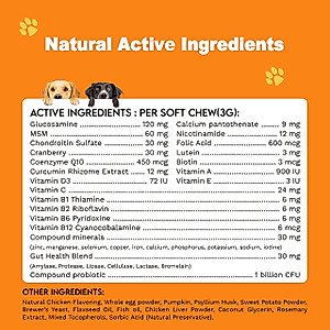 Munchy Chomps 11-in-1 Multivitamin Treats for Dogs - Comprehensive Health Support for Adult & Senior Dogs - Promotes Hip & Joint Mobility, Heart Health, and Digestive Wellness (Chicken)