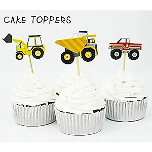 Construction Birthday Party Supplies Dump Truck Party Decorations Kits Set with 2 foil balloons for Kids Birthday Party 52 pack