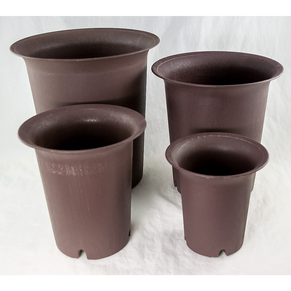 Calibonsai 4 Mix Round Cascade Plastic Bonsai / Succulent Pot & Orchid Planter 4.25 inch , 5.25 inch , 6.5 inch , 7.75 inch - Tan Color