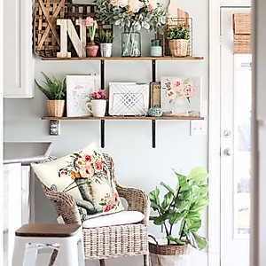 YGEOMER Farmhouse Pillow Covers 18x18 Set of 4, Gray Spring Pillow Covers, Farmhouse Flower Decorative Summer Throw Pillow Covers, Outdoor Home Decor