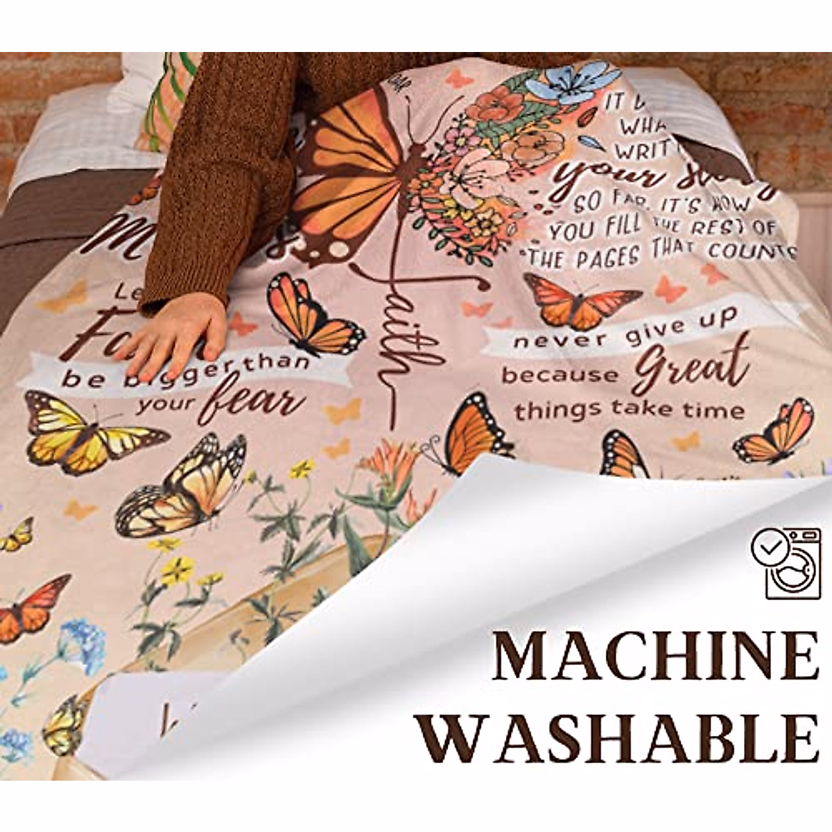 InnoBeta Butterfly Gifts for Women, Girls - Inspirational Butterfly Themed Gifts for Adult - Butterfly Blanket for Birthday, Christmas - Butterfly Faith - Flannel Fleece Plush Blanket - 50"x 65"