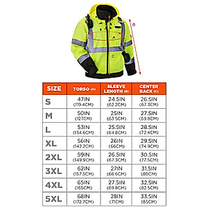 High Visibility Reflective Winter Bomber Jacket, Zip Out Fleece Liner, ANSI Compliant, Ergodyne GloWear 8379, Lime, Large