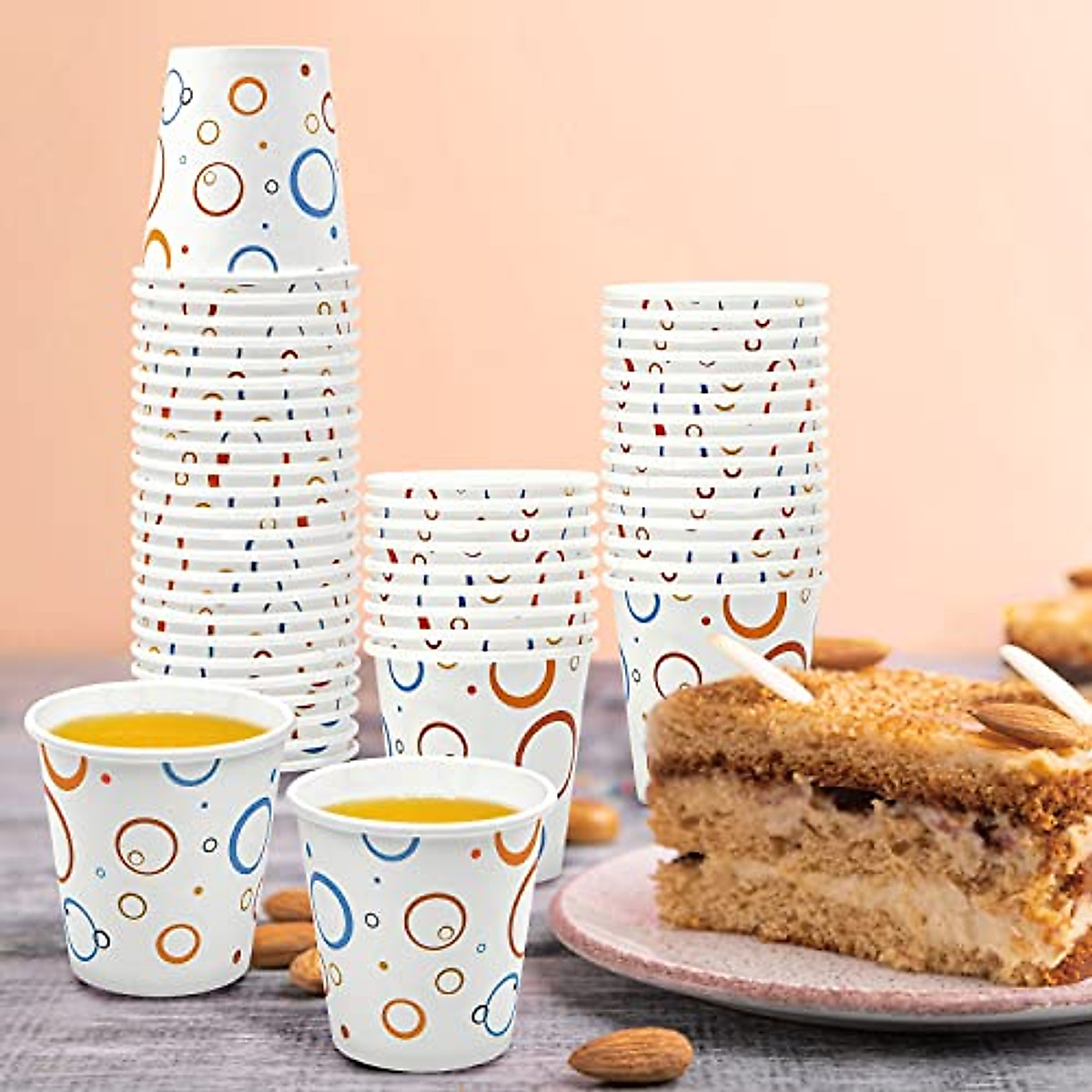 Unves 600 Pack Disposable 3 oz Paper Cups, Small Bathroom Cups Colorful Mouthwash Cups Paper Coffee Cups Cold Beverage Drinking Cup for Picnic, Barbecue, Party, Travel and Event