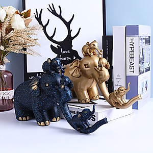 RahTune Elephant Statue, Elephant Figurines, Elephant Home Decor, Decorations for Home (Gold)