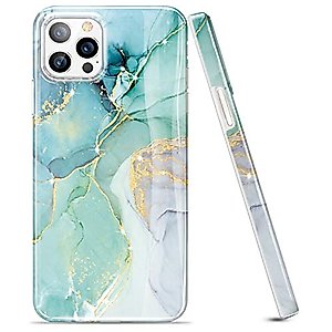 luolnh Gold Glitter Sparkle Case Compatible with iPhone 12 Pro Max Case 6.7 Inch Marble Design Shockproof Soft Silicone Rubber TPU Bumper Cover Skin Phone Case-Abstract Mint