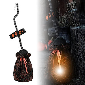 Rvikurc Movable Witch Broom with Music & Lights Halloween Decoration,Musical Witch Broom,Witch's Broom with Spooky Laughing Spells,Witch Broomstick Prop for Halloween Haunted House Party Decor (Black)