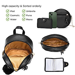 I IHAYNER Women’s Backpack 3-pieces Fashion PU Leather Simple Design Bags Travel Bookbag (Beige)