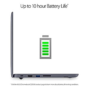 ASUS 2023 Newest Chromebook Laptop, 11.6 inch HD Display, MediaTek Quad-Core Processor, 4GB RAM, 32GB eMMC, 180 Degree, Dark Grey, Education, Chrome OS, Bundle with JAWFOAL