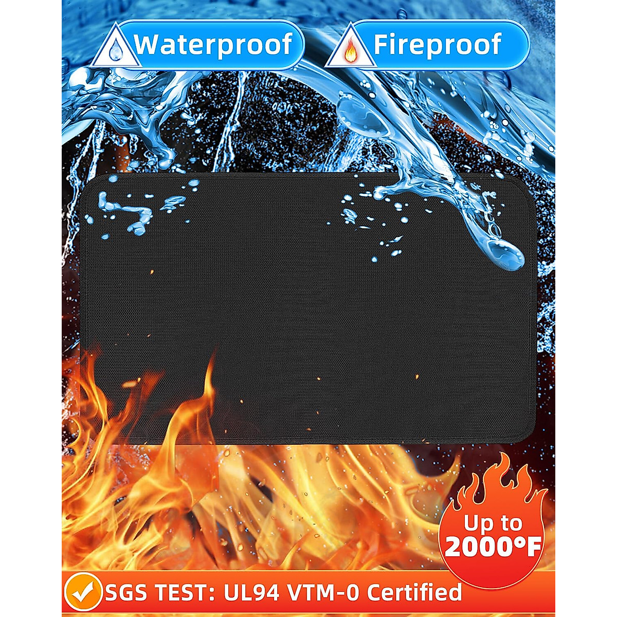 TOHONFOO 24" x 31" Grill Mat Fireproof for Outdoor Grill Protecting Prep Barbecue Table - Heat Resistant BBQ Tabletop Grilling Griddle Pad, Easy to Clean & Storage - Waterproof & Foldable, 1.2mm