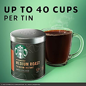 Starbucks Premium Instant Coffee — Medium Roast — 100% Arabica — 3 Tins (up to 120 servings total)