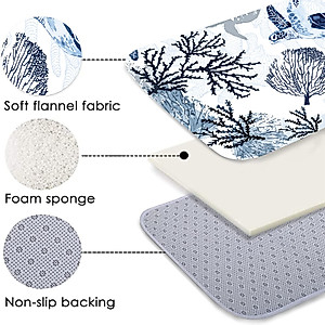 Coastal Beach Runner Rug for Hallway 2x6 Decorative Coral Sea Turtle Hallway Rugs Nautical Throw Rug Navy Blue Area Rug Non-Slip Floor Carpet for Bedroom Living Room Entrance Door Mat Washable Rug