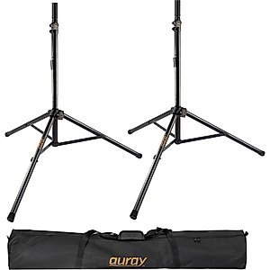 Mackie Thump215XT 1400W 15" Powered PA Loudspeaker System with DSP and Bluetooth (Pair) Bundle with Auray SS-47S-PB Steel Speaker Stands, Carrying Case, and 2X XLR-XLR Cable