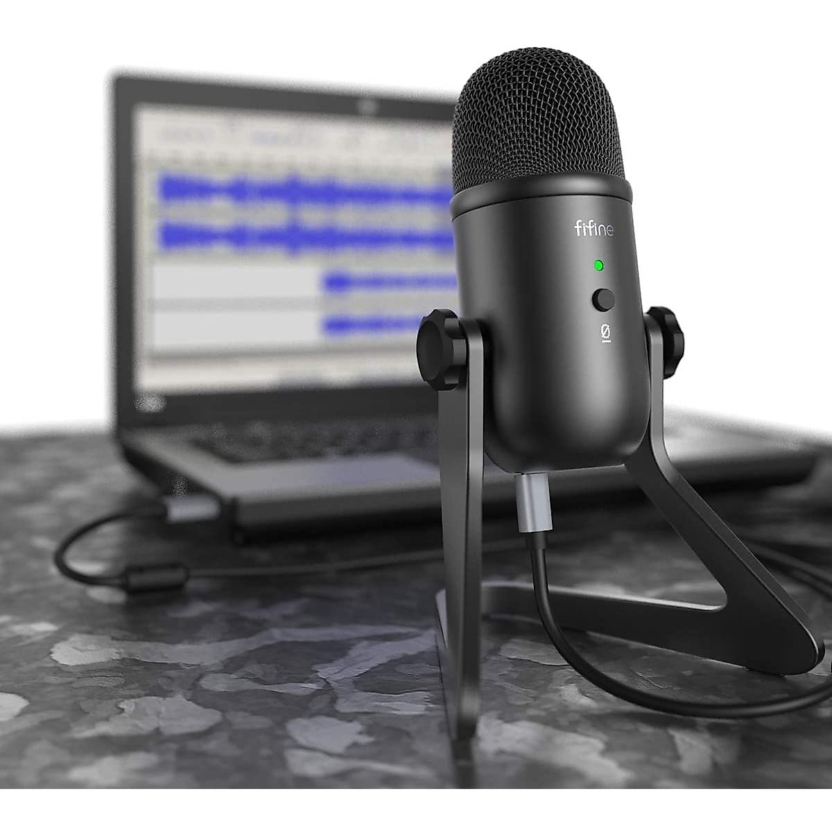 FIFINE USB Podcast Microphone for Recording Streaming, Condenser Computer Gaming Mic for PC Mac PS4. Headphone Output&Volume Control, Mic Gain Control, Mute Button for Vocal, YouTube. (K678)