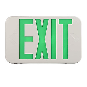 EXITLUX LED EXIT Light,Commercial Emergency Lighting Fixtures,Combo Exit Sign with Backup Battery,UL Listed,Rounded Square,Universal Mounting,for Corridor Hallway,Double Face Green Letters