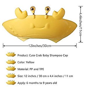 FUSACONY Baby Shower Cap, Adjustable Silicone Shampoo Cap, Hair Washing Hat, Eyes Ears and Face Protector, Baby Bath Head Shield for Kids,Infant,Toddlers, Child (Yellow)