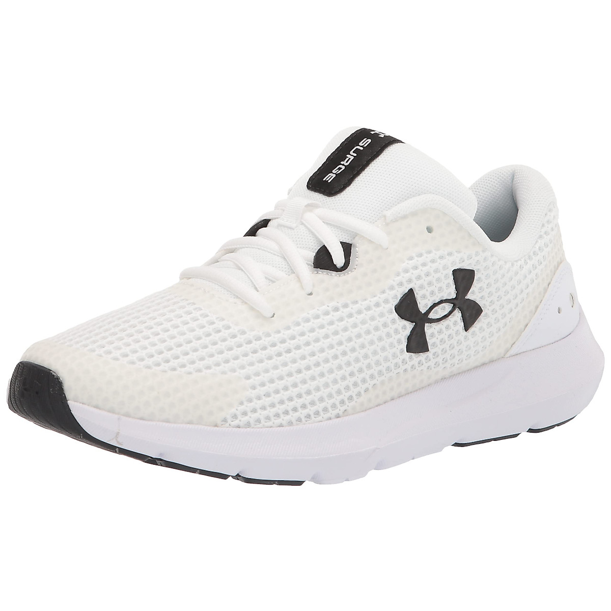Under Armour Women's Surge 3 Running Shoe, White (100)/Black, 9