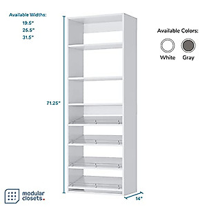 Modular Closets Half Shoe Rack Shelf Tower Closet Kit (31.5" Wide, White)