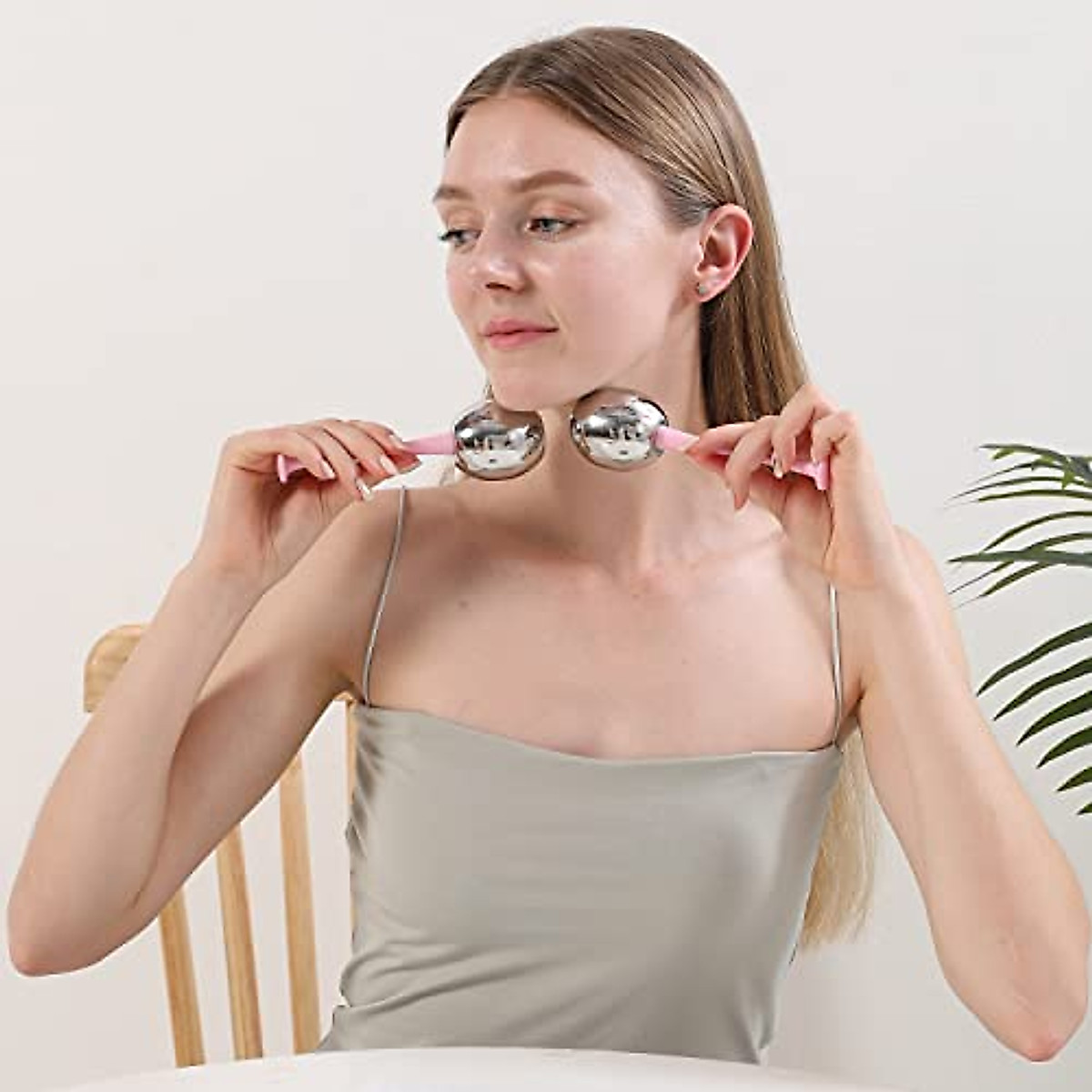 pfefe Ice Globes Facial Skin Care Freeze Tools for Women Face & Eyes, Stainless Steel Face Beauty Cryo Sticks Roller for Girls Ladies, Cooling Spa Globes with Storage Case