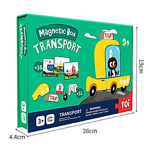 Toi Kids Magnet Toys Magnetic Jigsaw Puzzle Boxes with Game Board for Kids Ages 3-8, Preschool Tabletop Toy for Toddlers, Portable Travel Game, Transport