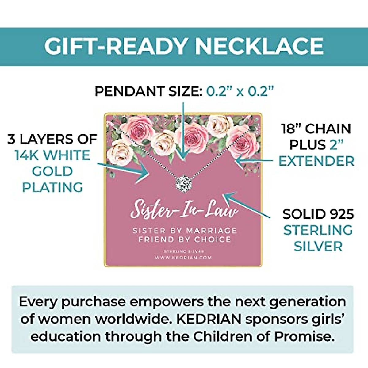 Sister In Law Necklaces, 925 Sterling Silver, Future Sister In Law Gifts For Women, Sister In Law Birthday Gifts, Sister Of The Groom Gifts,Sister In Law Wedding Gift For Sister In Law Jewelry