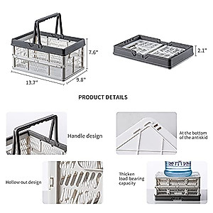 Mutual Trade Plastic Storage Basket Collapsible Crate - Portable Shopping Basket with Handle, Durable Storage Bin, Mutli-Purpose Storage Crate for Kitchen，Bathroom，Medicine (2)