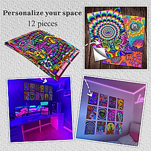 HK Studio Hippie Room Decor Aesthetic Posters - Grunge Room Decor for Teen Room, Dorm 8" x 12" Pack 12