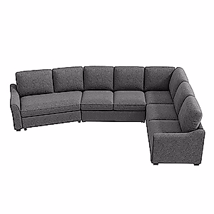 P PURLOVE Sectional Sofa for Living Room, Sectional Sleeper Sofa with Pull-Out Bed, Modern Couch with USB Charging Port, Upholstered L-Shaped Sofa Couch for Bedroom, Large Space(Gray)