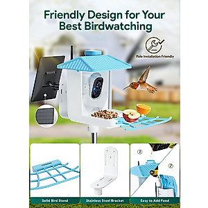 Osoeri Smart Bird Feeder with Camera, 1080P HD AI Identify Wild Bird Watching Camera, Auto Capture Bird Videos Motion Detection, DIY Addons Hummingbird Feeder, Bird Feeder Camera Gift for Bird Lover