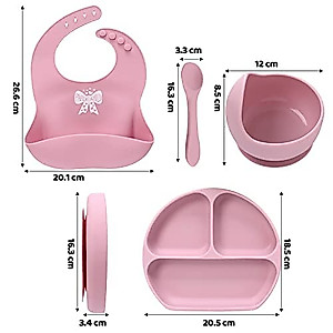 Miracle Baby 4pack Baby Plates And Bowls Sets, Silicon Baby Feeding Set, Suction Plates For Baby, Bowl Bib Spoons Baby Tableware Set, BPA Free Baby Essentials For 6-36 Months Toddler