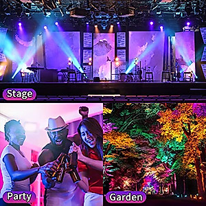 YELUFT LED RGB Flood Lights Outdoor, 500W Equivalent Floodlights with App Control Bluetooth Color Changing Landscape Lights RGBCW IP68 Waterproof Uplights for Garden Wedding Patio Party (2 Pack)