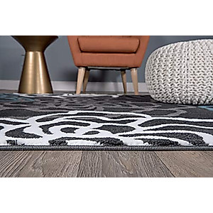 Rugshop Contemporary Modern Floral Abstract Flowers Easy Maintenance for Home Office, Living Room, Bedroom, Kitchen Soft Area Rug 7'10" x 10'2" Gray