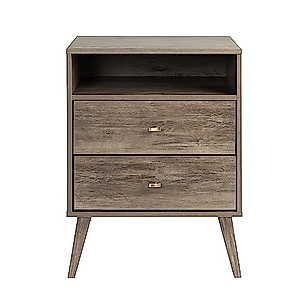Prepac Milo 2-drawer Tall Nightstand with Open Shelf, Drifted Gray